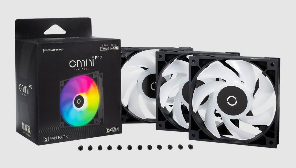 TECWARE OMNI P12 ARGB KIT – BLACK | 3 x 120MM ARGB FANS | NO CONTROLLER ...
