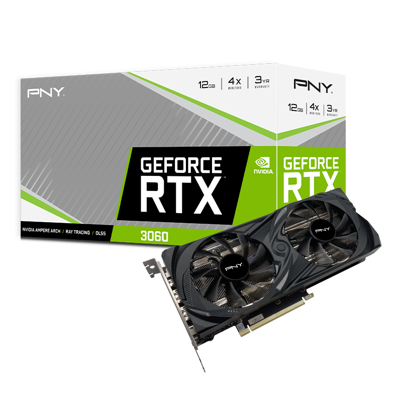 PNY RTX 3060 UPRISING 12GB GDDR6 192BIT GRAPHICS CARD DUAL FAN LHR
