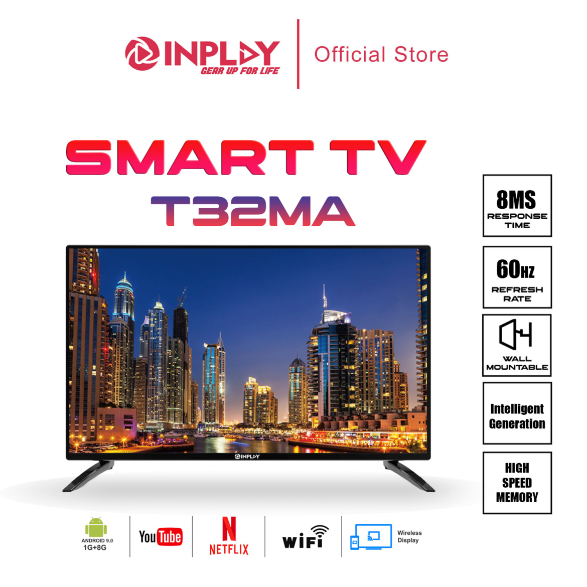 INPLAY S600-T32MA SMART 32″ LED TV | HD 1366 x 768 RESOLUTION | 1 x ...