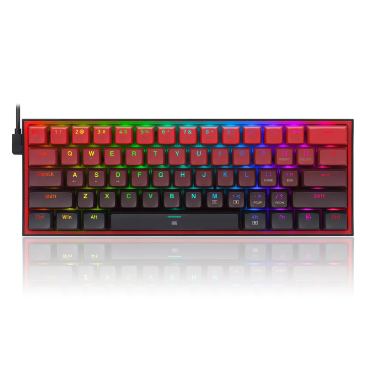 REDRAGON K617 FIZZ 60% WIRED RGB GAMING KEYBOARD – GRADIENT BLACK RED ...