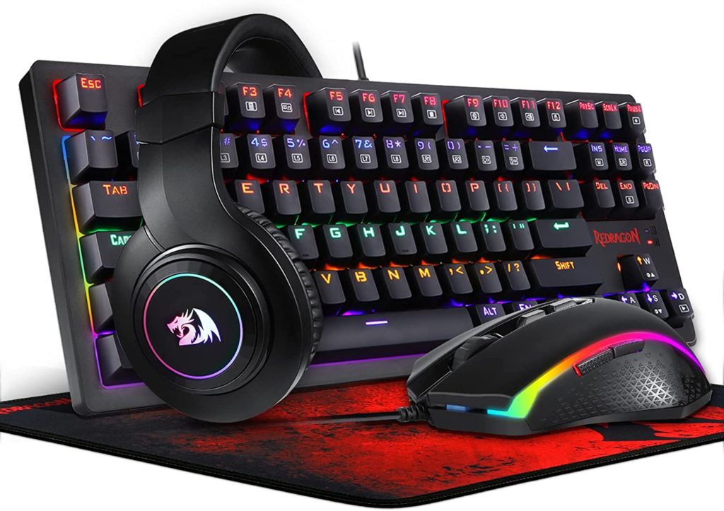 REDRAGON S113P 4-IN-1 GAMING ESSETIALS KEYBOARD – BLACK | RGB HEADSET ...