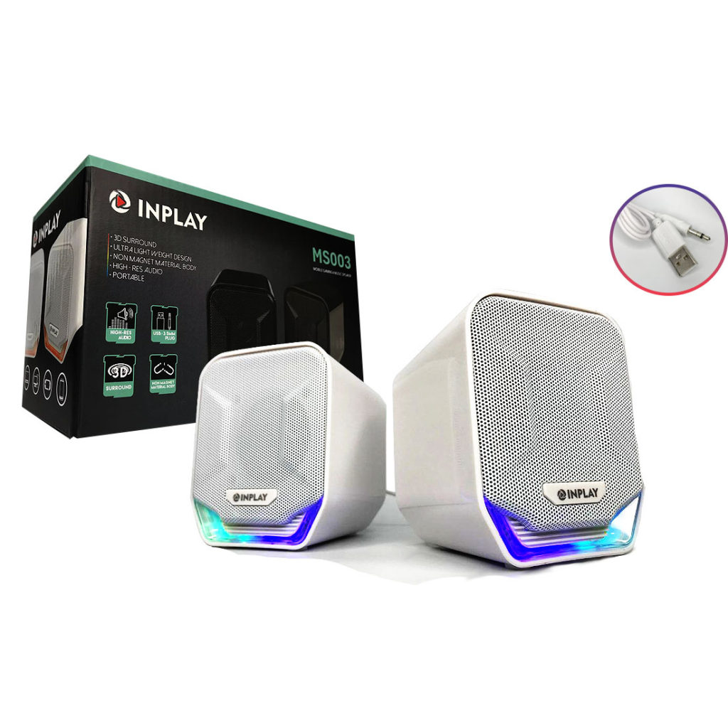 INPLAY MS003 MOBILE GAMING AND MUSIC SPEAKER – WHITE | RGB – DFESTORE